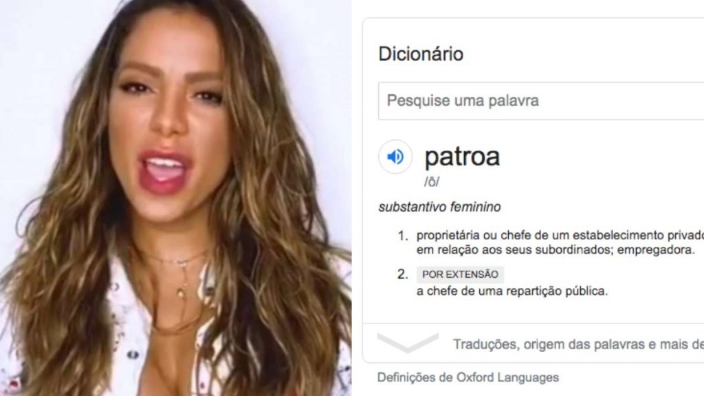 Após crítica de Anitta, definição de 'patroa' no dicionário do Google é ...