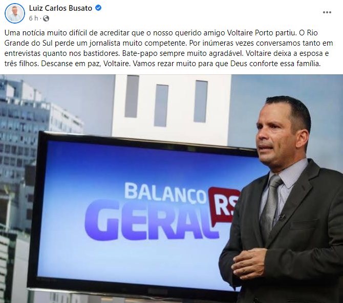 Morre Voltaire Porto, ex-apresentador do Cidade Alerta no RS