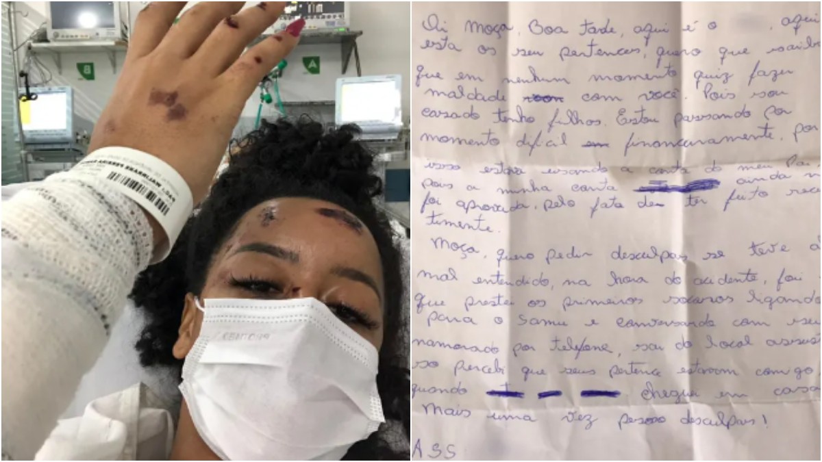 Jovem pula de carro em movimento por medo de motorista Jovem pula de carro em movimento por medo de motorista