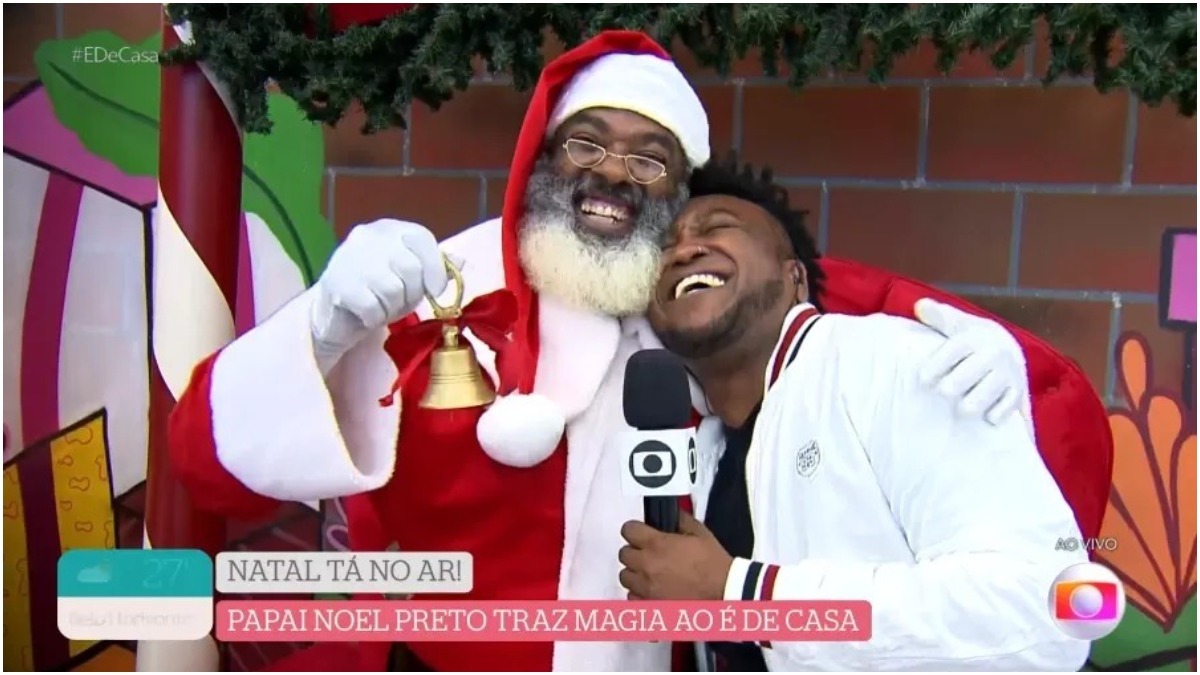 Repórter da Globo se emociona ao entrevistar Papai Noel negro