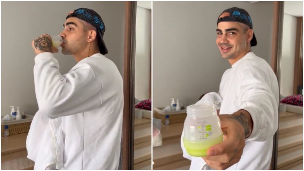 Modelo Caio Cabral bebe leite materno e gera polêmica