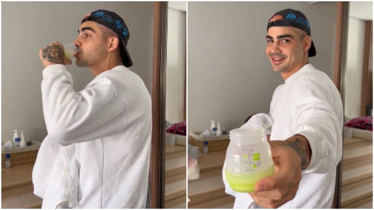 Modelo Caio Cabral bebe leite materno e gera polêmica