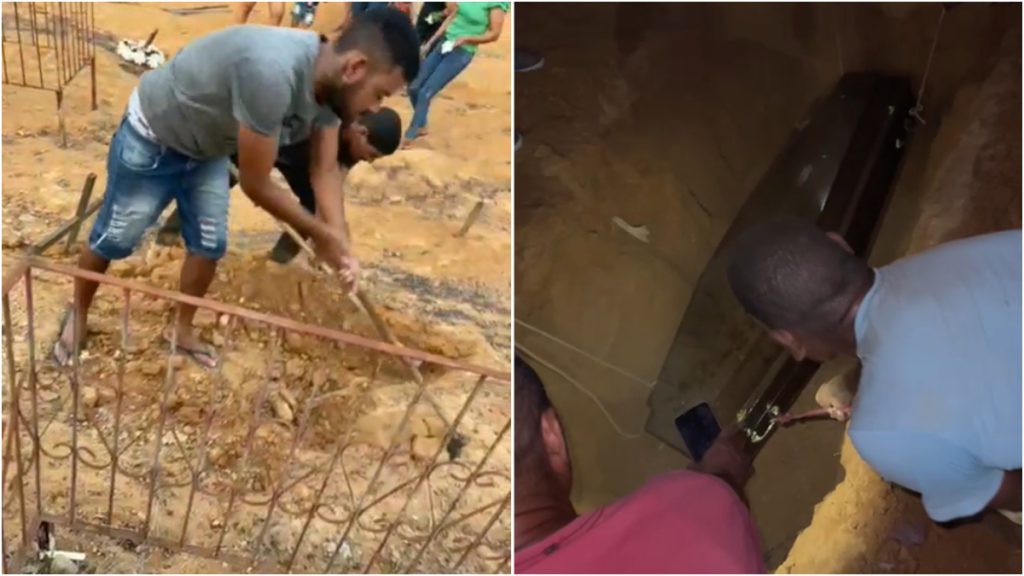 Filho cava a cova da própria mãe por falta de espaço em cemitério Filho cava a cova da própria mãe por falta de espaço em cemitério
