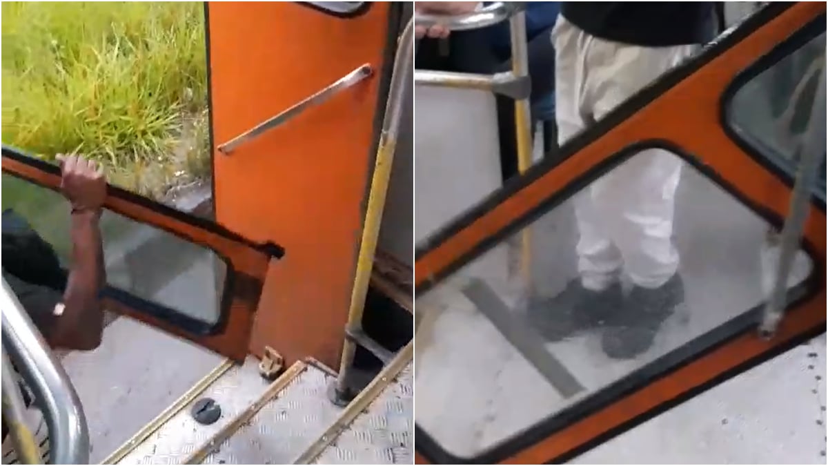 Porta de ônibus cai durante viagem e passageiros se revoltam