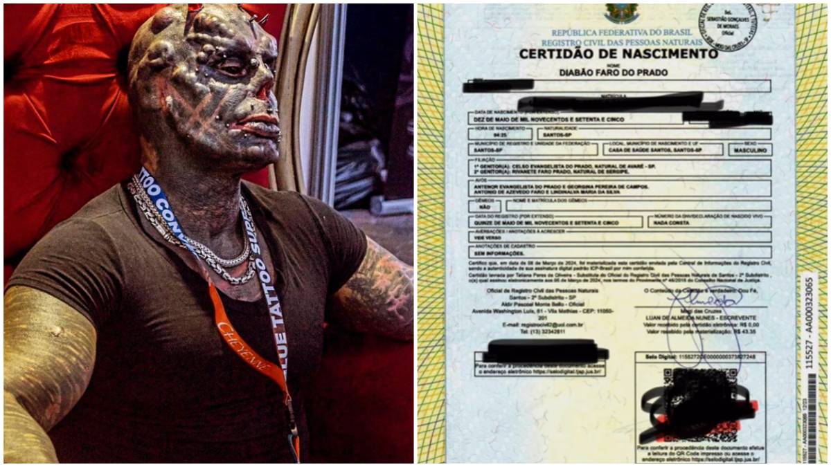Tatuador, recordista no Guinness, altera identidade para Diabão
