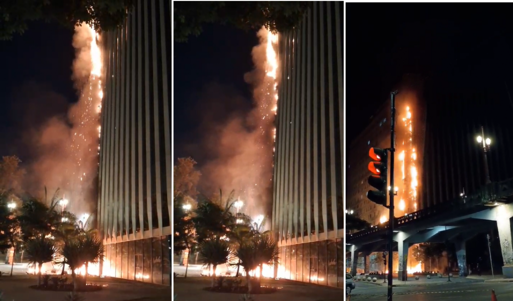 Vídeos mostram incêndio em prédio no Centro de BH