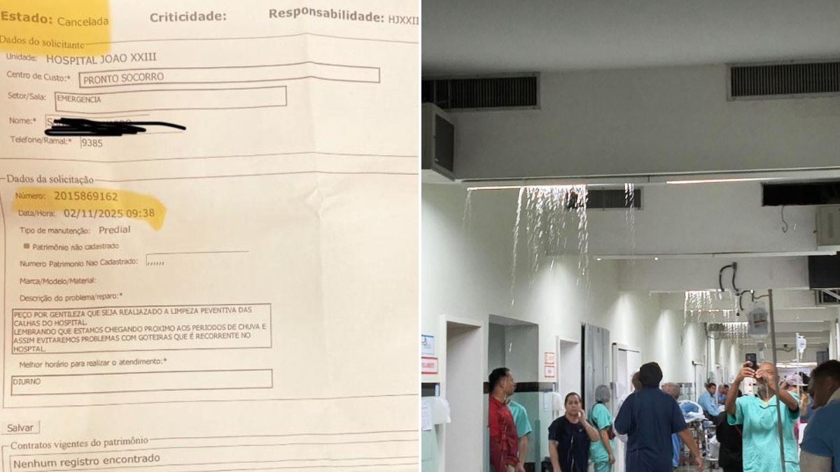 Servidores solicitaram limpeza de calha antes de chuva invadir o João XXIII